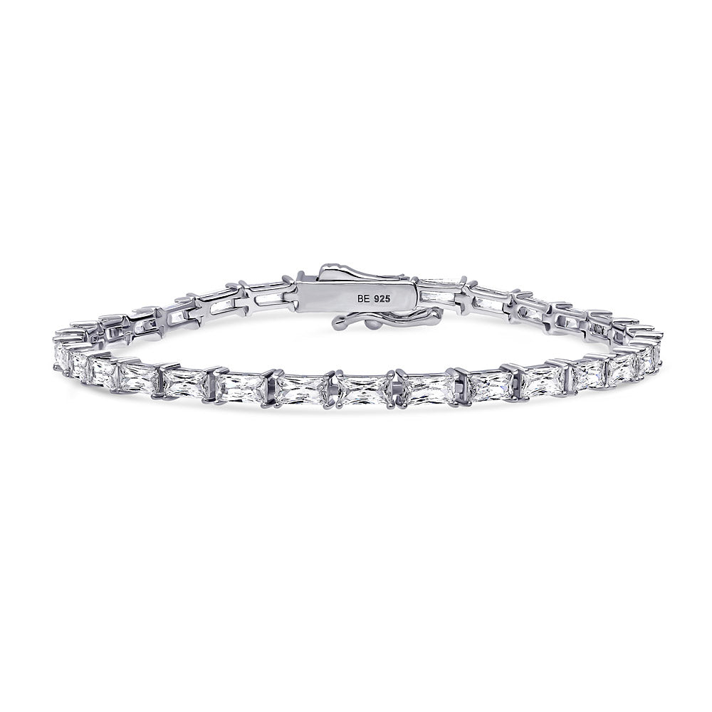 Baguette CZ Tennis Bracelet in Sterling Silver