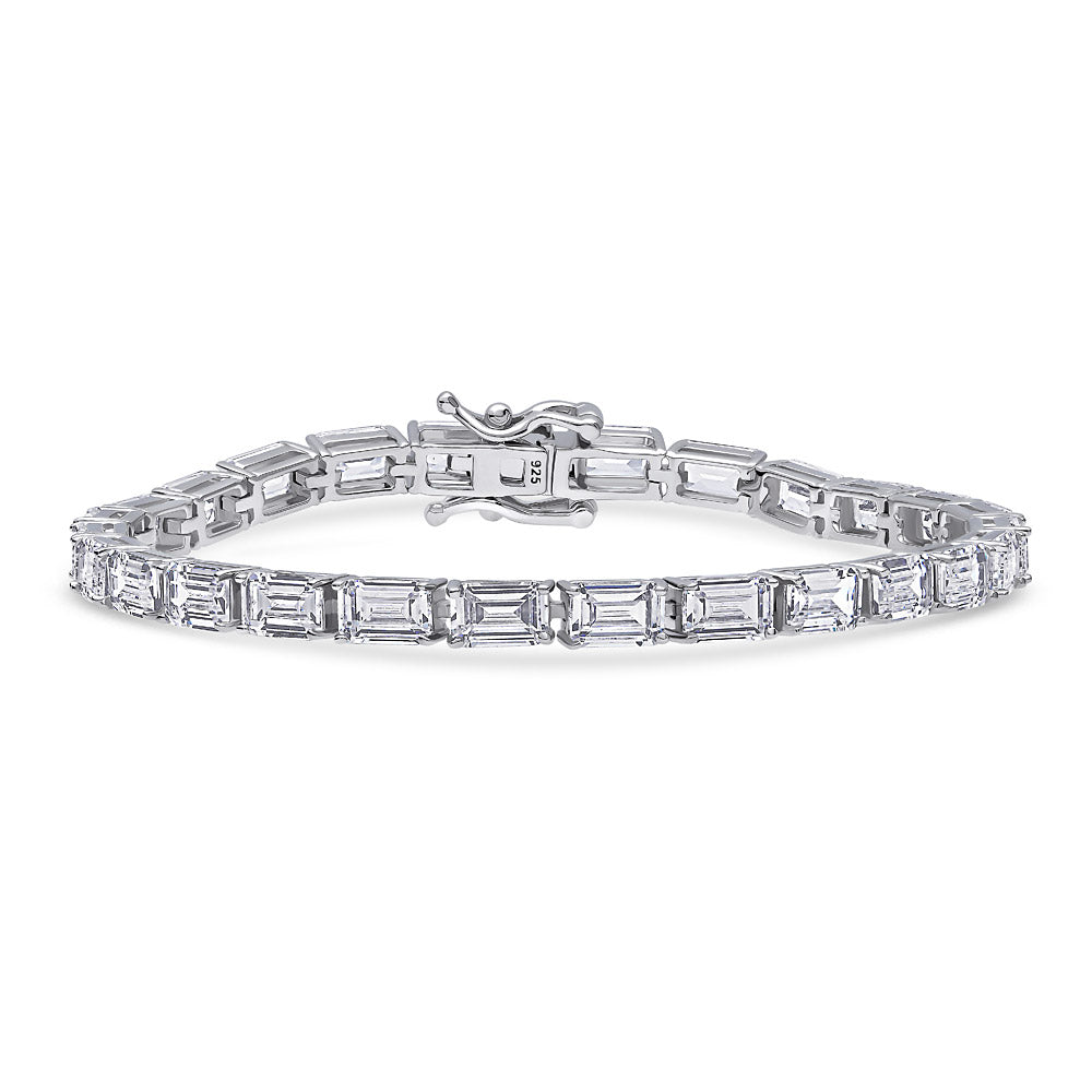 Sterling Silver Emerald Cut Cubic Zirconia Tennis Bracelet #B409 – BERRICLE