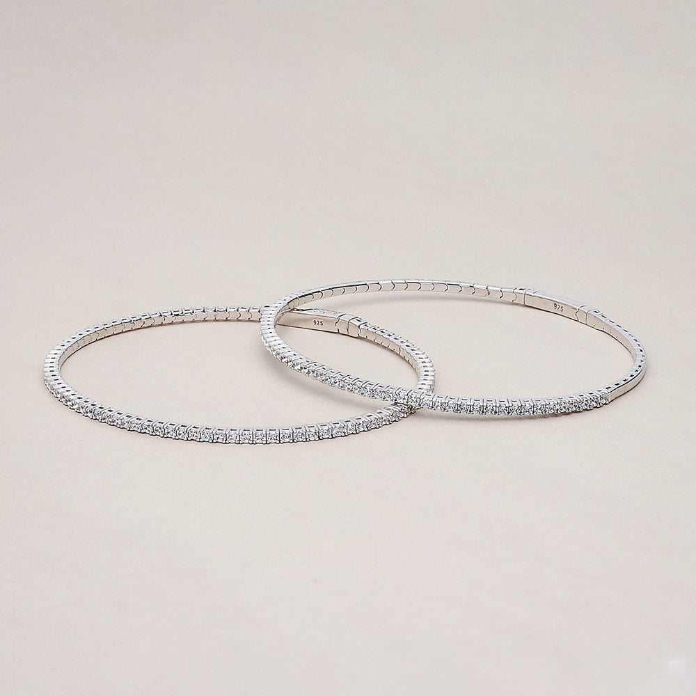 Sterling Silver Flexible CZ Fashion Bangle #B397 – BERRICLE
