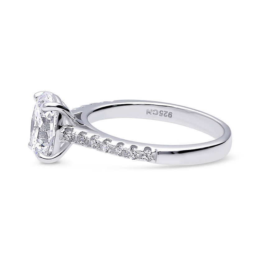 Sterling Silver Solitaire 1.8ct Oval CZ Wedding Engagement Ring #R1294 ...