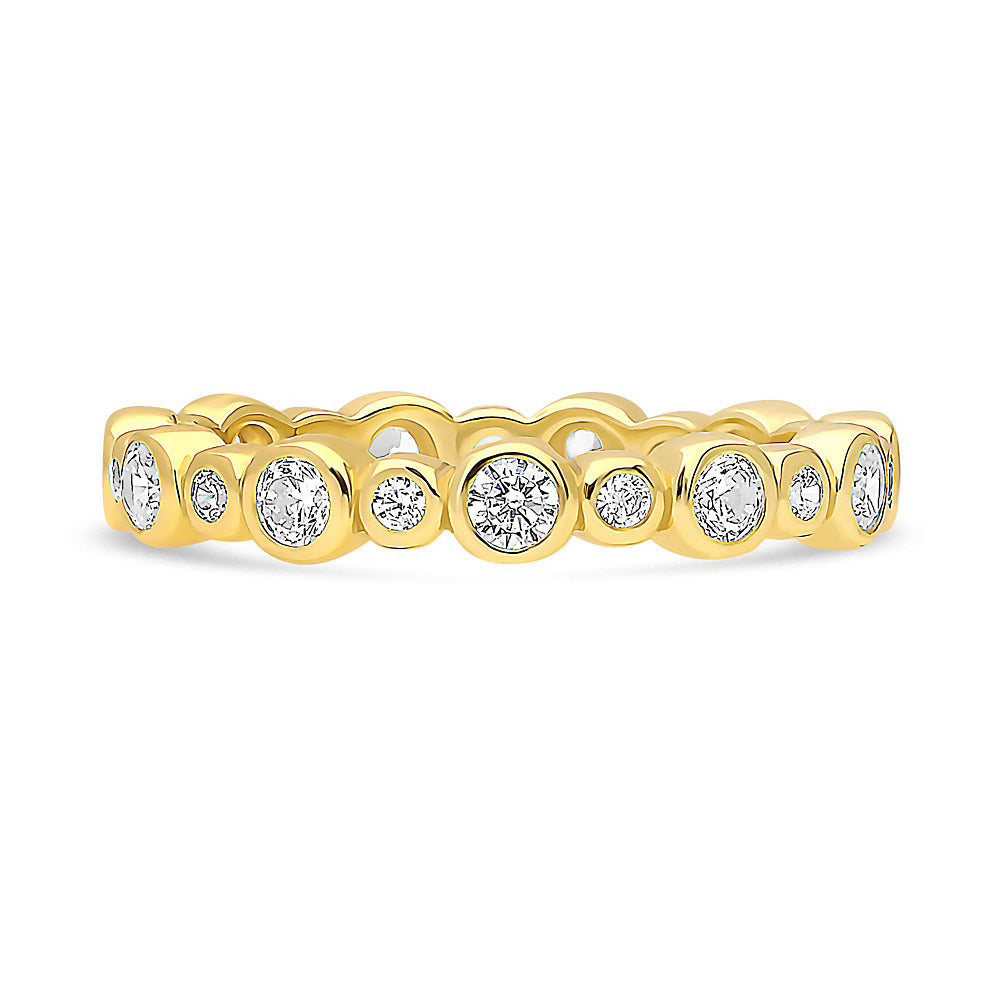 Gold Flashed Silver Bubble Bezel CZ Wedding Eternity Ring #R1827-03 ...