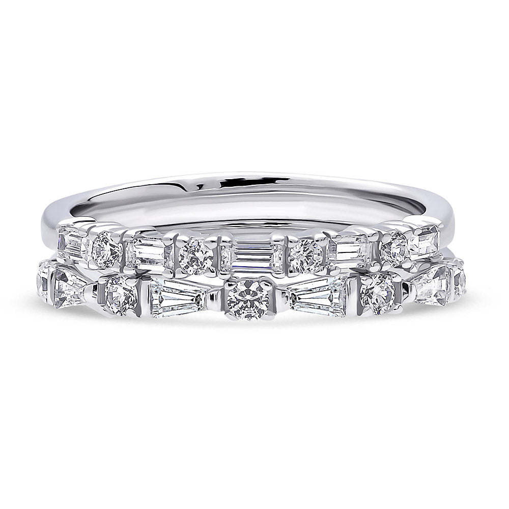 Sterling Silver Art Deco Cubic Zirconia CZ Eternity Ring Set – BERRICLE