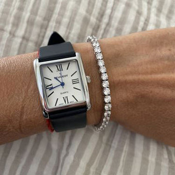 Silver Simulated Blue Sapphire CZ Wedding Tennis Bracelet – BERRICLE