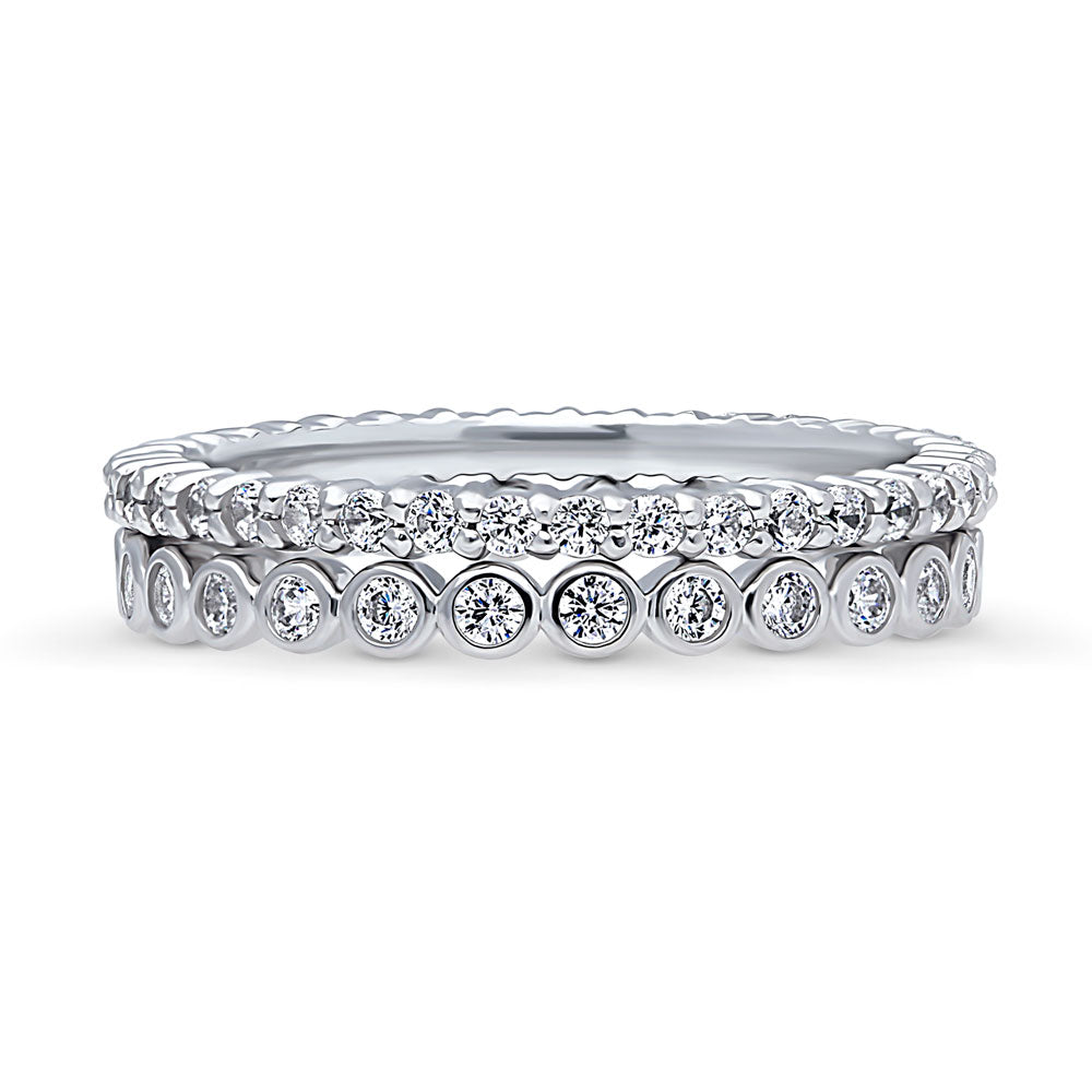 Sterling Silver Bubble Pave Set CZ Wedding Eternity Ring Set – BERRICLE